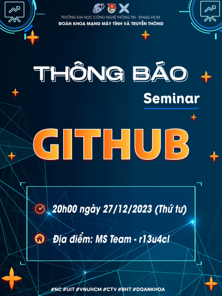 Thông báo về Seminar Github - BHT Đoàn khoa Mạng máy tính và Truyền thông
